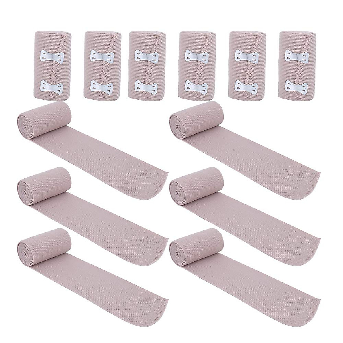 12 PCS Elastic Bandage Wrap,Bandage Compression Elastic Wound Dressing Comfortable for Sports Injury Emergency Aid Tool(7.5cm x 4.5m)