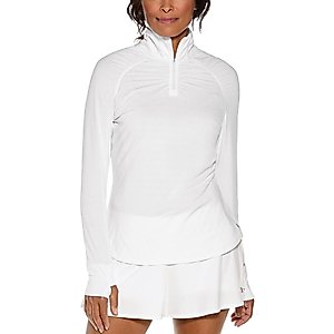 Coolibar UPF 50+ Women's Arabella Golf Quarter Zip - Sun Protective (Small- White Diamond Jacquard)