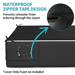 COSHNIBI Outdoor Cushion Covers 24'' X 24'' X 4'', Water Resistant Patio Seat Cushion Slipcovers Replacement, Anti-UV Cushion Cover for Sofa, Couch & Lounge Seat - 4 Pack, Covers Only, Black