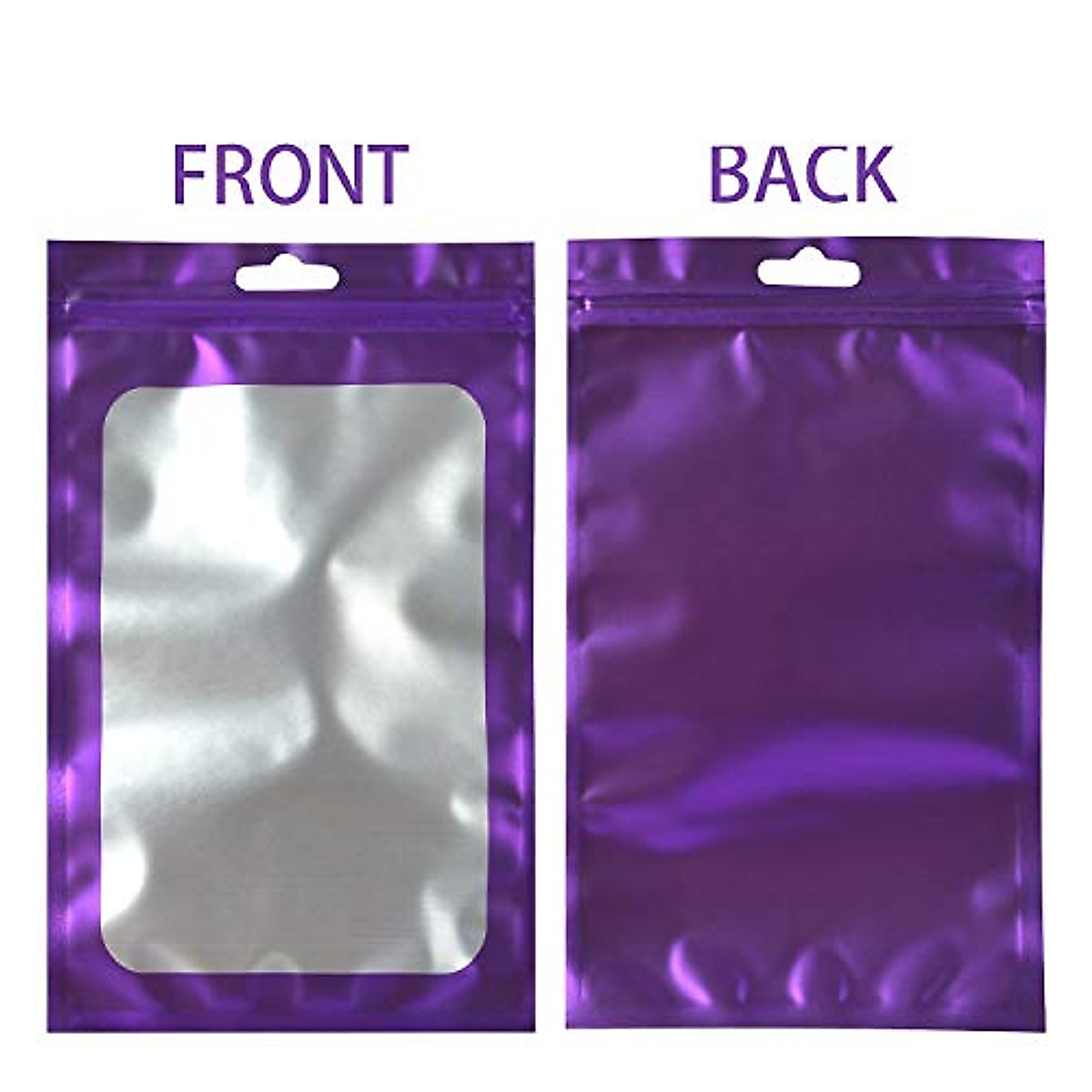 EONJOE 100-pack mylar packaging bags for small business sample bag smell proof resealable zipper pouch bags jewelry food Lip gloss eyelash phone case bracelet keychain package supplies etc -front frosted window -cute (Purple, 2.75×3.93 inches)