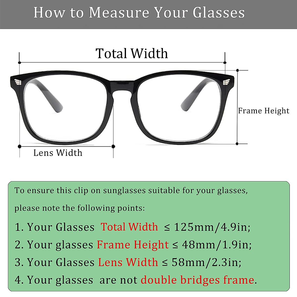 FRAZALA Polarized Clip on Sunglasses for Men Women over Prescription Glasses UV Protection Anti Glare Flip-up Clip-on Sun Shades (Black Lens/Grey Vision)