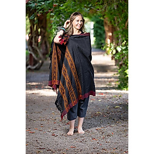Om Shanti Crafts Meditation or Prayer Shawl or Plain Blanket, Wool Shawl/Wrap, Oversize Scarf. Unisex (Dark Grey)