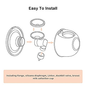 QIUXQIU Wearable Breast Pump Milk Collector Cup Accessories, Compatible with for TSRETE Momcozy S9/S10/S12 Wearable Breast Pump Include Duckbill Valve&Silicone Diaphragm&24mm Flange&Linker 1 PCS