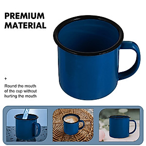 Operitacx Enamel Coffee Mug Camping Cup: Vintage Tin Tea Cup Metal Beer Mugs Water Drinking Cup for Outdoor Hiking Travel Picnic Milk Beverage Drinks Blue