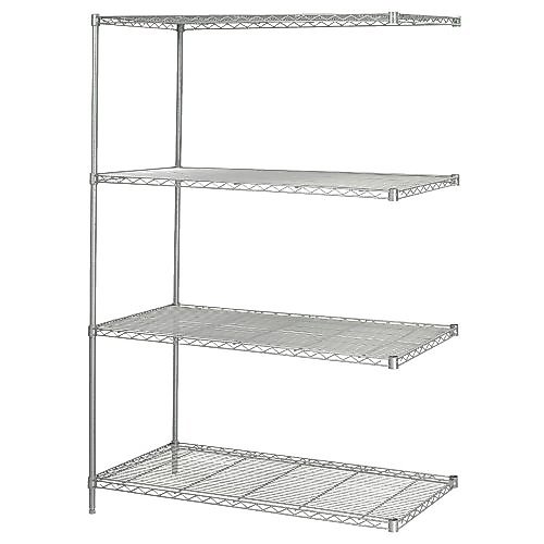 Safco Products Industrial Wire Shelving Add-On Unit 48"W x 24"D x 72"H (Starter Unit and Extra Shelf Pack sold separately), Metallic Gray