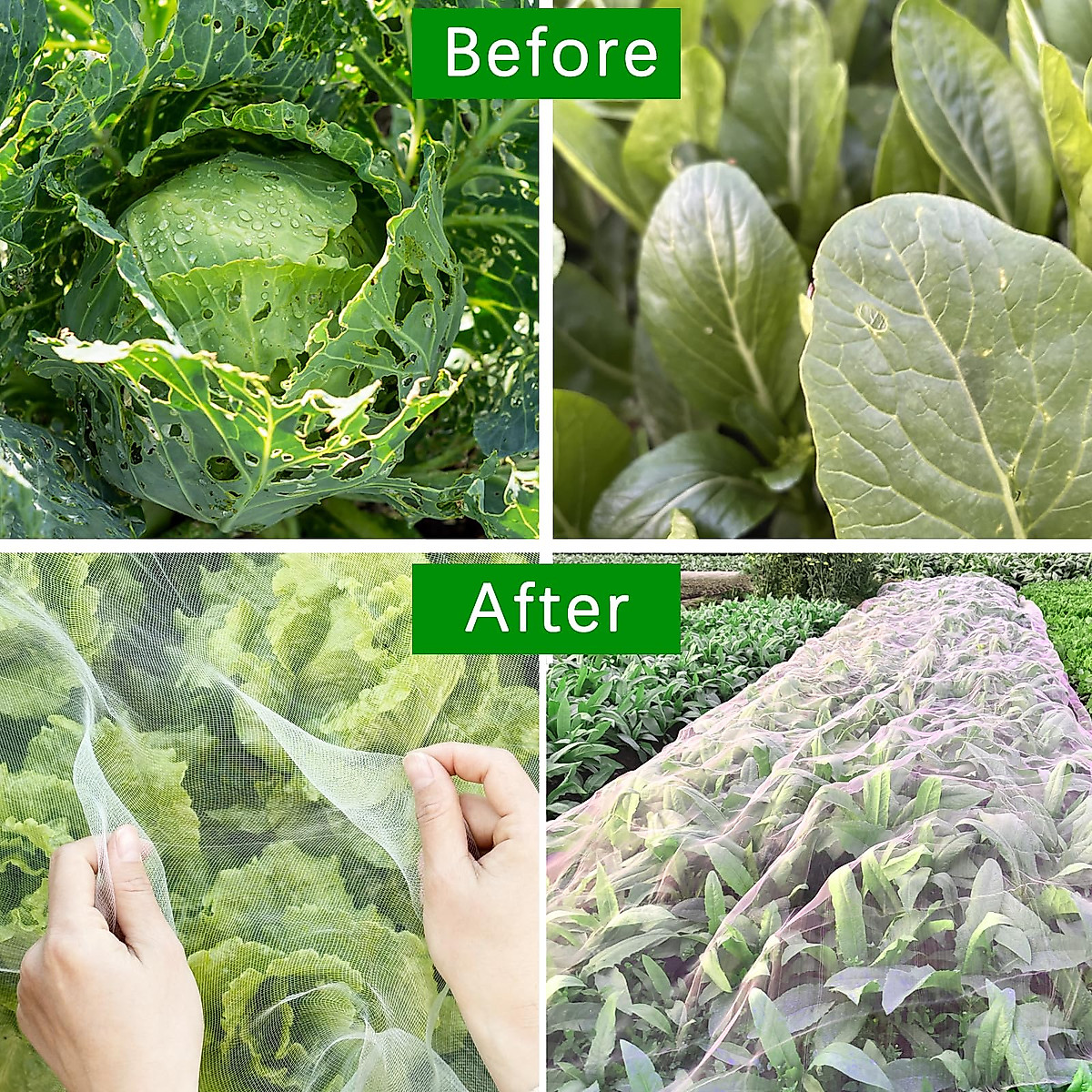 2 Pack Garden Netting 10x39.4Ft Ultra Fine Mesh Insect Netting for Garden Protection,Reusable Barrier Protection Mesh Plants Cover for Protect Vegetables Plants Fruits Flowers Crops from Animals