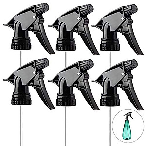 MADHOLLY 6pcs Spray Bottle Replacement Nozzle- Reusable Heavy Duty Mist Spray & Stream Sprayer Replacement Tops Fit Standard 28/400 Neck Bottles for Home Office Cleaning Household Supplies(Black)