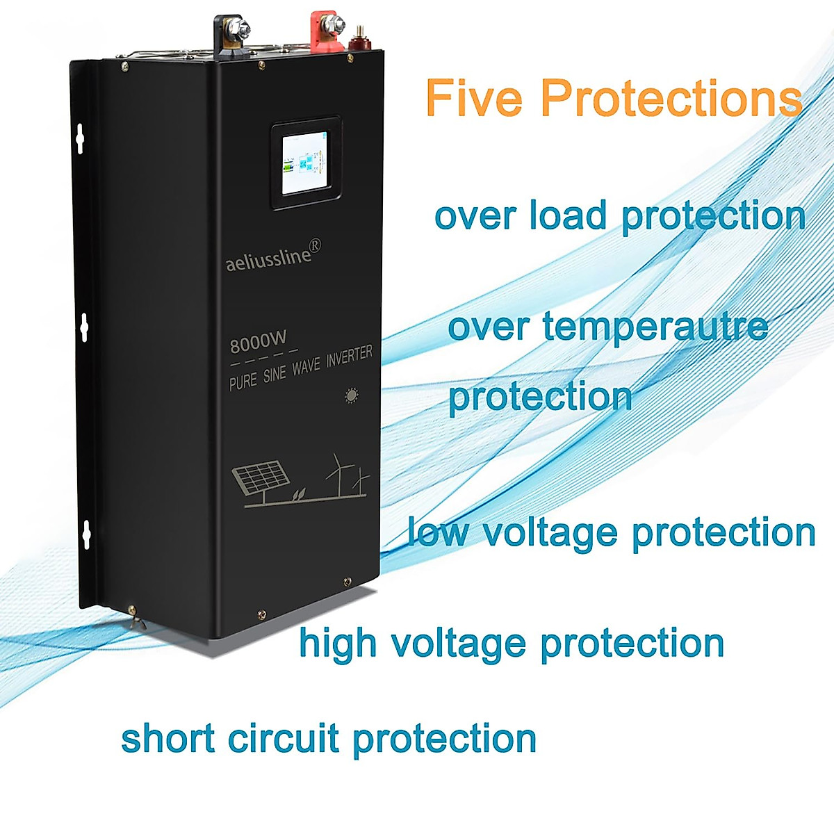 aeliussine 2000W 24v Pure Sine Wave Split Phase Inverter - 24v to 120v / 240v, 4 AC Outlets - Reliable Power for Home & RV Use