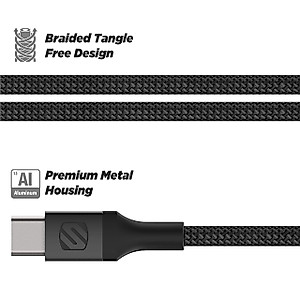 Scosche CAB1-SP STRIKELINE Premium USB to Type-C Charge & Sync Braided Cable 1-ft. Black