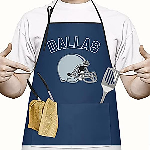 Football Fan Aprons for Men Women with 2 Pockets Cooking Kitchen Aprons, Funny Apron Gifts for Dad, Father