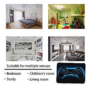 LUCKY&DONG Anime Gamer Rugs for Bedroom Boys Teens Printed Game Gamepad Carpets Living Room Mat Home Decor Non-Slip Crystal Floor Polyester Gamer Decor Doormats 17.5x31.5in