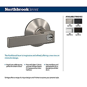 SCHLAGE F51A NBK 622 PLY Northbrook Lever with Plymouth Trim Keyed Entry Lock, Matte Black