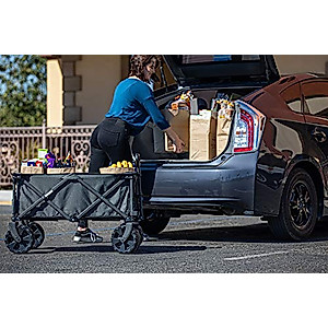 ONIVA - a Picnic Time brand Adventure Wagon Elite All-Terrain Folding Beach Wagon with Big Wheels plus Table Top Lid & Soft Cooler Liner, (Dark Gray)