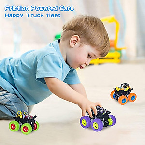 afontoto 3PCS Monster Trucks Toys for Boys and Girls, Graffiti Design Inertia Car Educational Toy Cars, Friction Powered Vehicles Toys for Children Birthday Christmas Toys Gifts