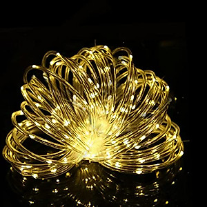 Fairy Lights 66 Feet 200 LED Solar Outdoor Lights, 8 Lighting Modes Twinkle String Lights with Timer, Solar Christmas Rope Lights Outdoor Waterproof for Bedroom Garden Patio Decor, Warm White