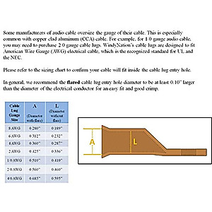 10 pcs WNI 2/0 Gauge x 3/8 Pure Copper Battery Welding Cable Lug Connector Ring Terminals