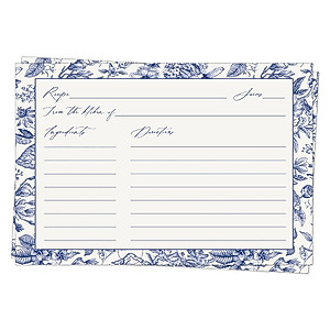 The Invite Lady Recipe Cards Wedding Shower Vintage Victorian Something Blue Before I Do Bride to Be Antique Floral Flowers Wedding Housewarming 4x6 Cards (50 Count)