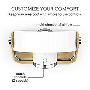 Sharper Image SBS1-SI USB Fan with Soft Blades, 2 Speeds, Touch Control, Quiet Operation, 5V Wall Adapter, 6 ft. Cable, White