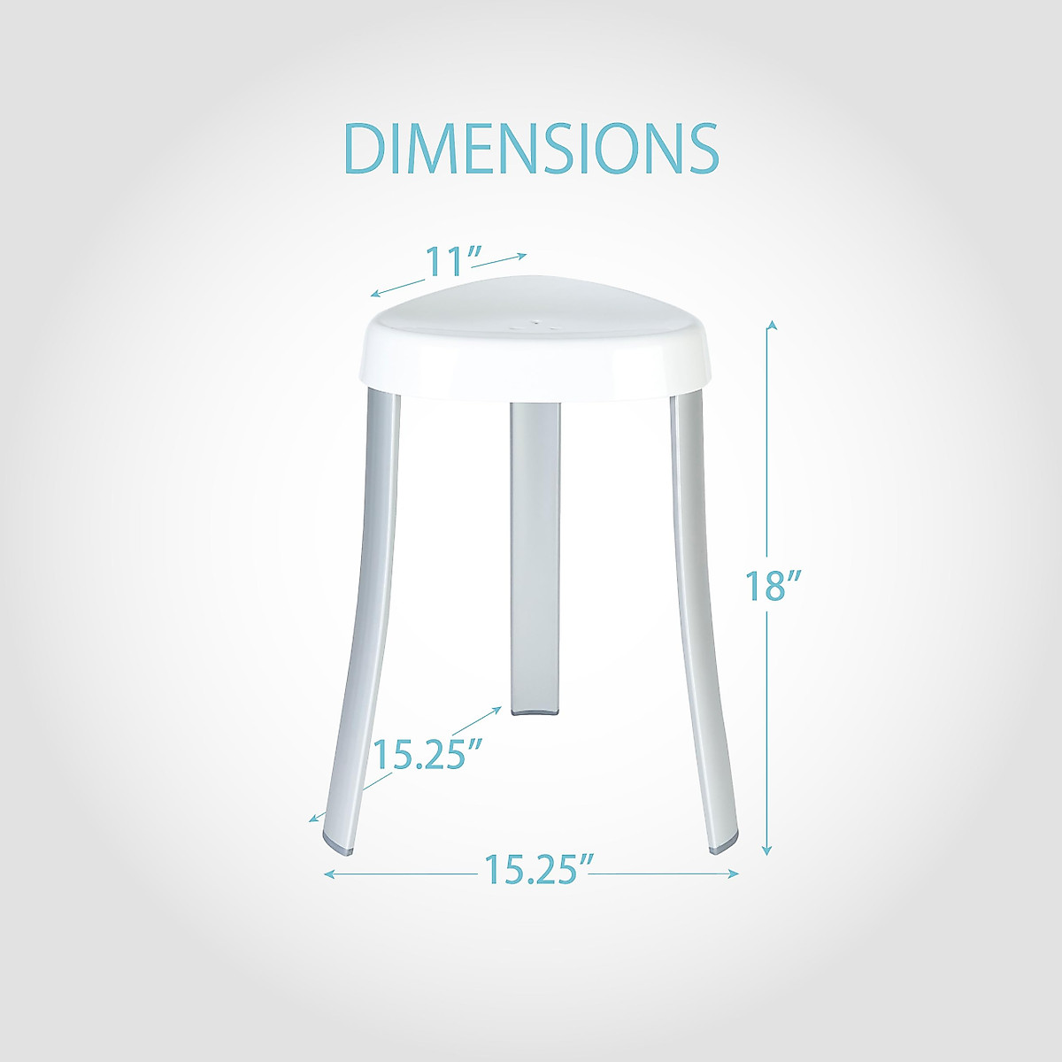 Better Living Products 70060 SPA Seat Shower Stool with Rust Proof Aluminum Legs, White,15.25" x 15.25" x 18"