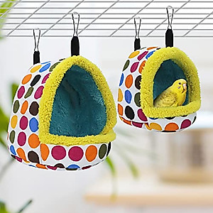 Bird Hanging Hammock Winter Warm Parrot Nest House Bed Plush Snuggle Pet Cave Hammock Toy for Conure Lovebird Budgie Parakeet Cockatiel Cage Accessory (Medium)