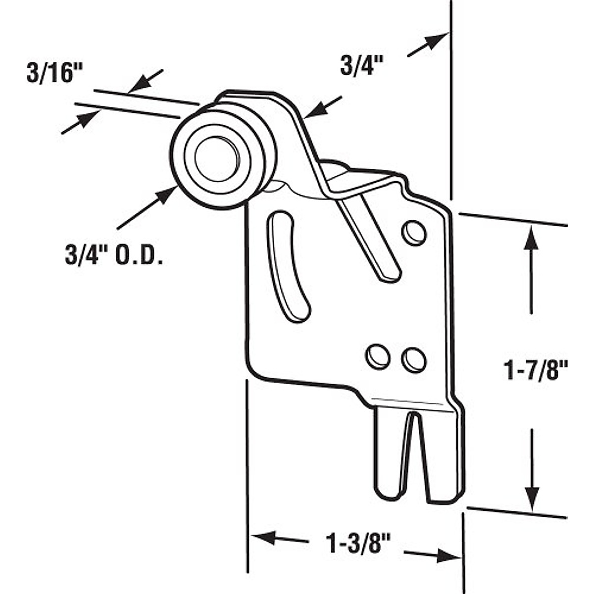 Prime-Line N 6628 Closet Door Roller, Front, 3/4 Inch Offset, 3/4 Inch Nylon Roller, fits Atlas Doors (2 Pack)