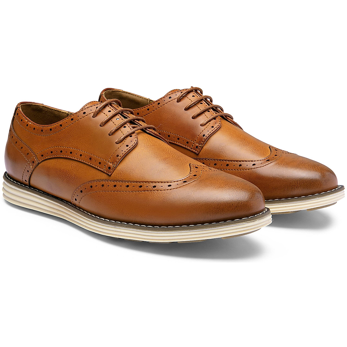 Vostey Men's Casual Dress Shoes Wingtip Oxfords Shoes Business Dress Shoes for Men (BMY617A Brown 10)