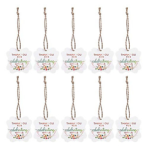Amosfun 50pcs Wedding Favor Gift Tags Thank You Tags Thank You for Celebrating with Us Pattern with Hemp Rope for Wedding Party Favor (Antler Printing)
