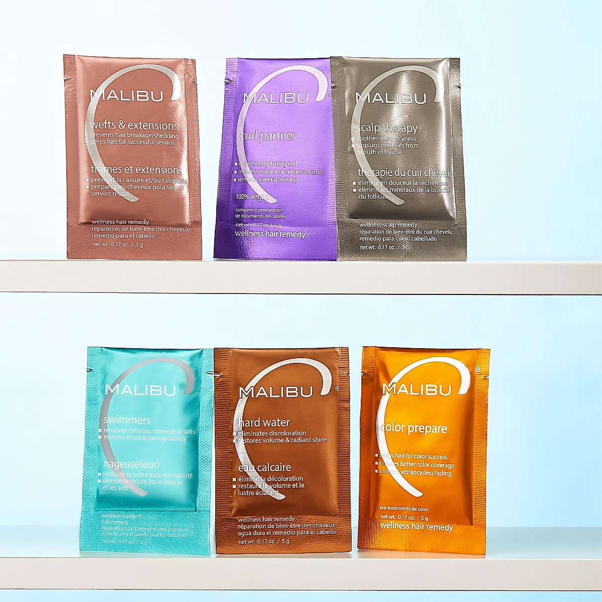 Malibu C Hard Water Wellness Hair Remedy - Removes Hard Water Deposits & Impurities + Restores Volume and Radiant Shine with Vitamin C Complex (1 Packet)