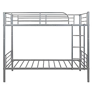 Metal Bunk Bed,Twin Over Twin Heavy Duty Bed Frame with Guardrails and Ladder for Boys, Girls,Teens and Adults,Convertible to 2 Separated beds(Silver)