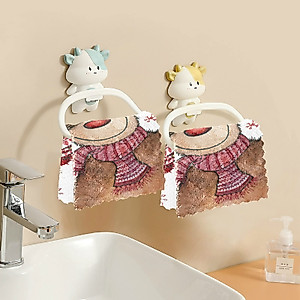 VIGTRO Winter Christmas Deer Kitchen Towels Super Absorbent, Red Snowflake Premium Dish Cloths Towels,Washable Fast Drying Dish Rags Reusable Cleaning Cloth 11x11 6 Pack