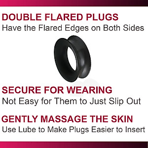 bodyjewellery 26mm gauge Black Double Flare Tunnels Ear Plugs SI04 wholesale Lot AFQO s Stretching Stretchers Piercing 4Pcs