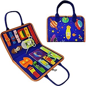 Busy Board for Toddlers, Busy Board Bag Learning Education Toys for Toddler 1-3, Preschool Autistic Toddler Travel Sensory Toys,Hands-on Learn to Dress Brain Up Toy for Boy Girl