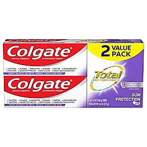 Colgate Total Whitening Toothpaste with Stannous Fluoride and Zinc, Sensitivity Relief and Cavity Protection Mint, 4.8 Ounce (Pack of 2)