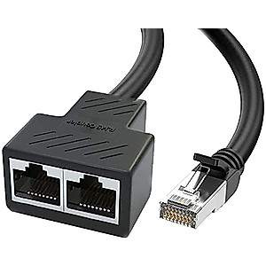 Ethernet Cable Splitter 1 Male to 2 Female High Speed Adapter, wikero Ethernet RJ45 Network Ethernet Splitter Adapter Cable Suitable Super Cat5, Cat5e, Cat6, Cat7 Connector LAN Internet Cable Adapter