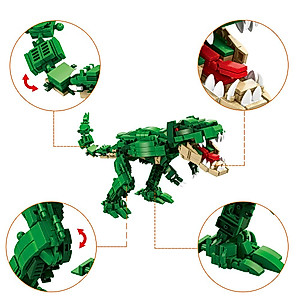 GARUNK 6 in 1 Mighty Dinosaurs Building Blocks Set, Build It Yourself Dinosaur Set, Create a Ceratosaurus, Pterosaur, Diplodocus, Triceratops, Allosaurus, Raptor, for Kids (673 Pieces)