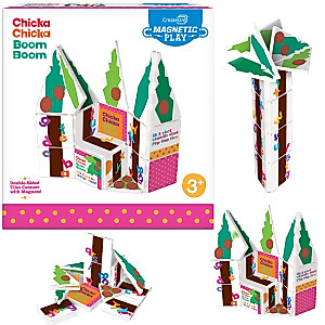 CreateOn Chicka Chicka Boom Boom Magnetic Tile Set, Magnetic Kids Building Toys, Educational Stem Toys for Ages 3+, 19 Pieces