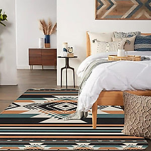Area Rugs 5x7 Washable Rug Southwestern Living Room Area Rug Soft Anti-Skid Thin Carpet Indoor Floor Non-Shedding Carpets for Bedroom Dining Room Farmhouse Nursery Home Office