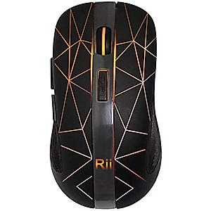 Rii RM200 2.4G Wireless Mouse with USB Nano Receiver, 5 Buttons Rechargeable RGB,3 Adjustable DPI Levels,Colorful Gaming Mouse for Notebook,PC,Computer-Black