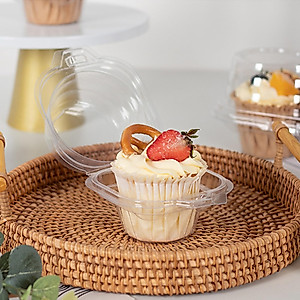 i-CHONY Individual Cupcake Holder - Clear Plastic Dome Single Cupcake Carrier Muffin Container Holders Cases Boxes Cups(50pcs)