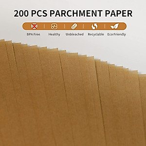 200 Pcs Parchment Paper Baking Sheets, 12x16 Inch Baking Paper, Precut Non-Stick Parchment Sheets for Baking, Cooking, Grilling, Air Fryer and Steaming, Precut Silicone baking paper