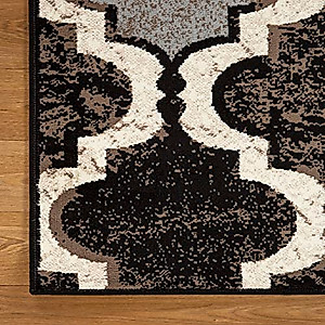 SUPERIOR Indoor Runner Rug, Jute Backed, Perfect for Living/Dining Room, Bedroom, Office, Kitchen, Entryway, Modern Geometric Trellis Floor Decor, Viking Collection, 2'7" x 8', Chocolate