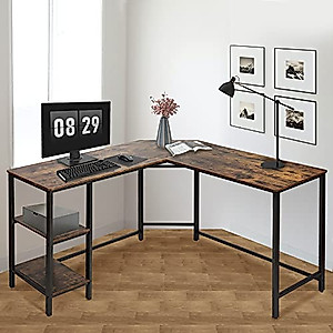 GOOD & GRACIOUS L-Shaped Gaming Desk, 54.3x54.3 Inch L Shape Desk, Corner Desk for Home Office, Modern Home Office Study Writing Workstation L Table, Easy Assembly, Rustic Brown