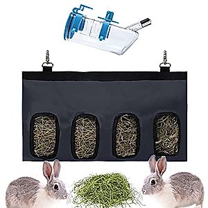 Rabbit Hay Feeder Bag Guinea Pig Hanging Feeder Sack Small Animal Hay Feeder Storage Bag with Holes for Rabbit Guinea Pig Chinchilla Hamsters Small Pets 2 Pcs