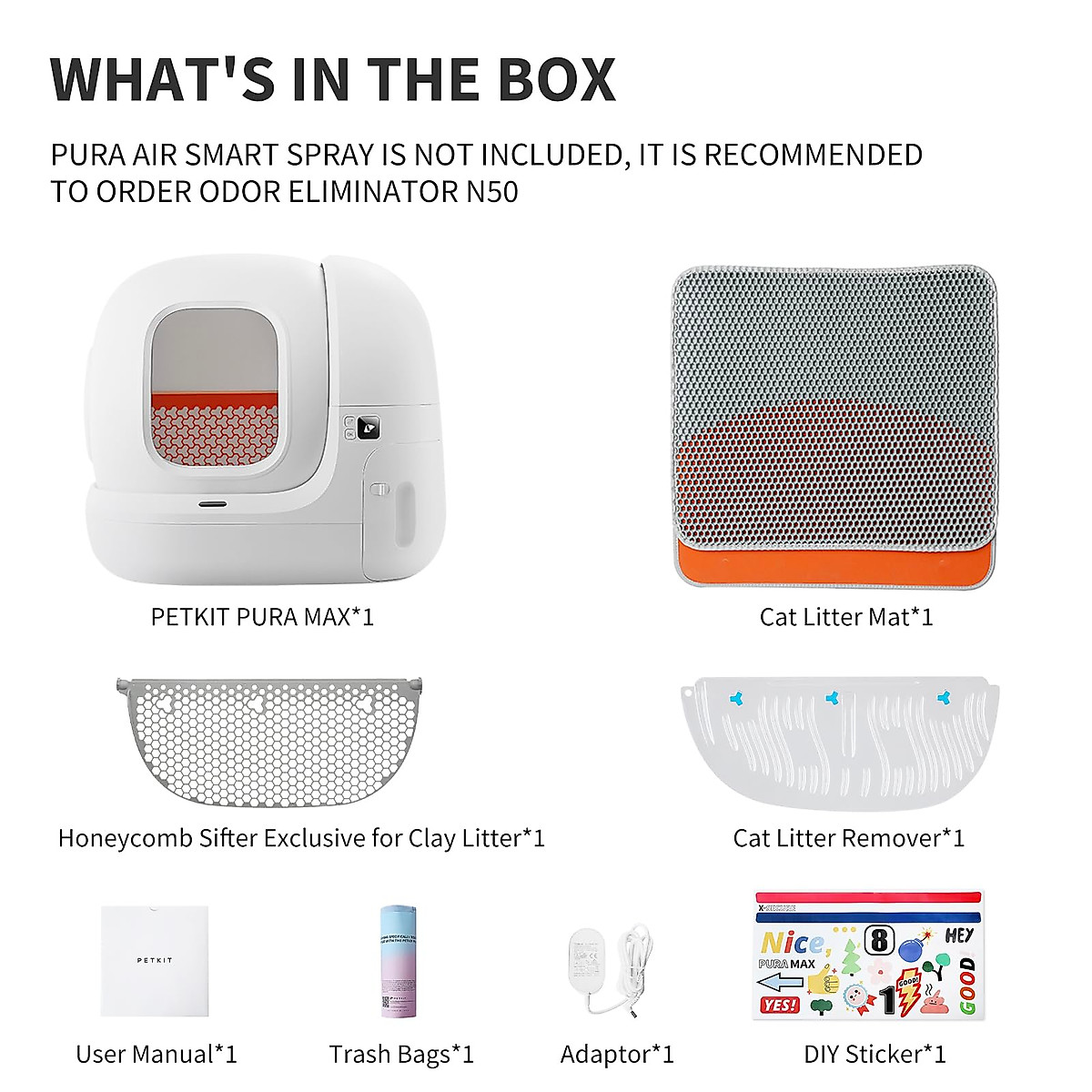 PETKIT PuraMax Self Cleaning Cat Litter Box, Automatic Cat Litter Box with Litter Mat, App Control 76L Large Space Cat Litter Box Includes Trash Bags, 2.4GHz WiFi