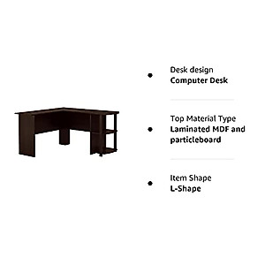 Ameriwood Home Dakota L-Shaped Desk with Bookshelves, Espresso