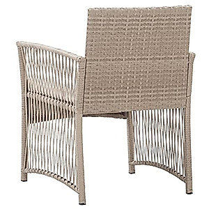DGZLIIO Outdoor Dining Armchair, Garden Chairs, Patio Armchairs with Cushions 2 pcs Beige Poly Rattan Suitable for Terrace Garden Backyard Lawn Pool Water Surface.