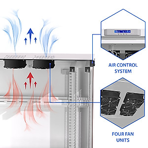 Sysracks 18U 35 Inch Deep Grey White Server Rack IT Network Data Rack Cabinet Enclosure Fully Lockable on Wheels - LCD Screen - Ventilation System - PDU - Glass Door - Rich Accessories Kit