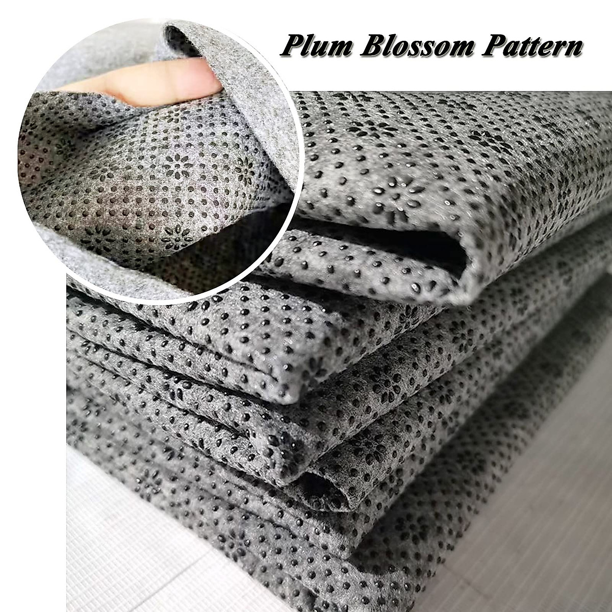 Antislip Vinyl Primary Tufting Cloth Backing Fabric Non Slip Pad with Plum Blossom Pattern for Carpets Rug Tufting Gun Cushion Punch Needle (70 x 39 Inch) (Black)