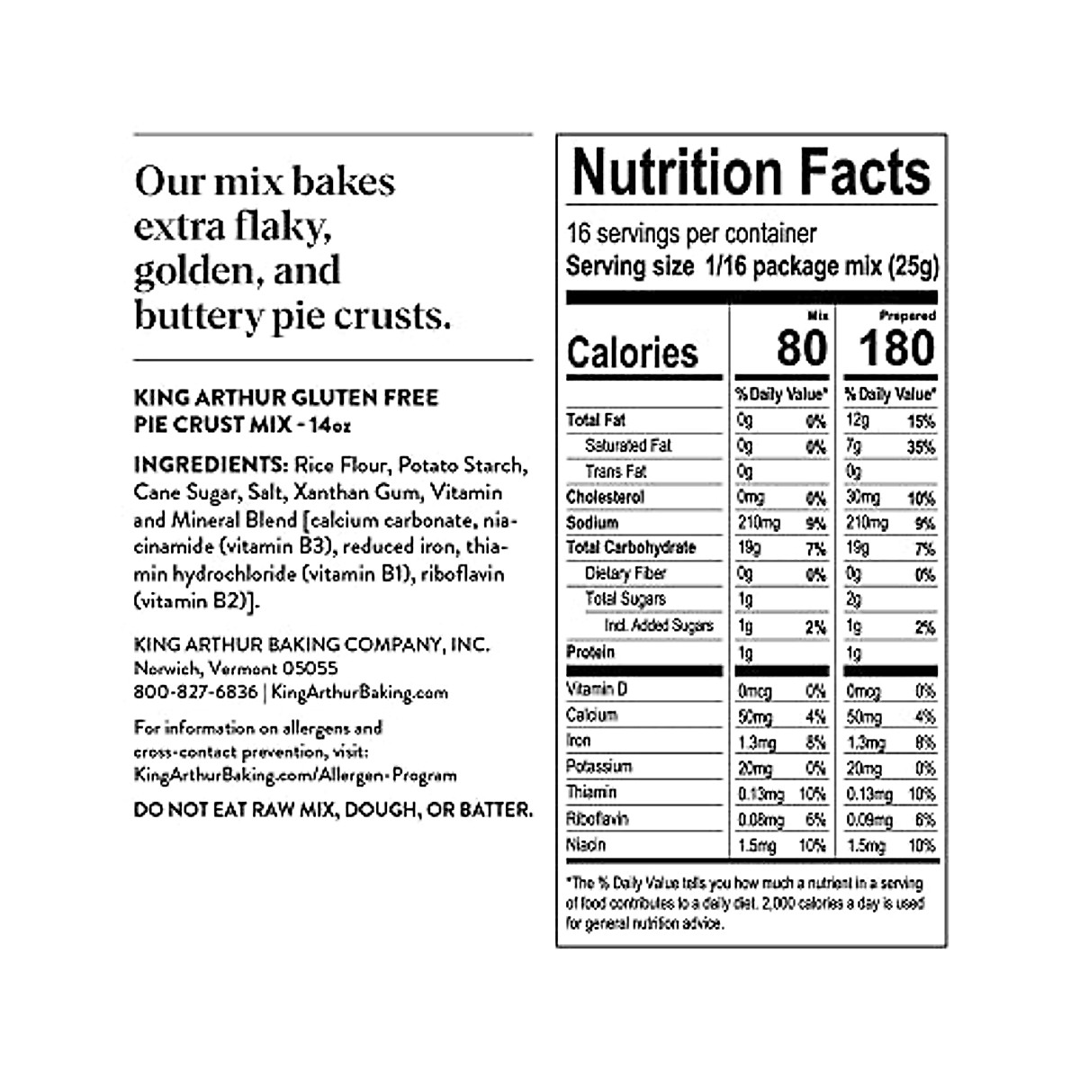 King Arthur Flour Gluten Free Pie Crust Mix, Packaging May Vary, 14 Oz