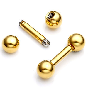 Stainless Steel 14G Body Piercing Barbells Silver Gold Black Rainbow Color 6mm Post Studs Earring Nipple Nose Tongue Helix Tragus Cartilage Labaret Medusa Lip Eyebrow Straight Bar 4mm Ball Screw
